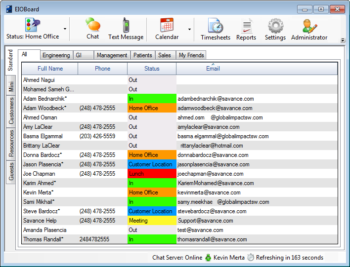 Electronic In Out Board Software - Savance EIOBoard